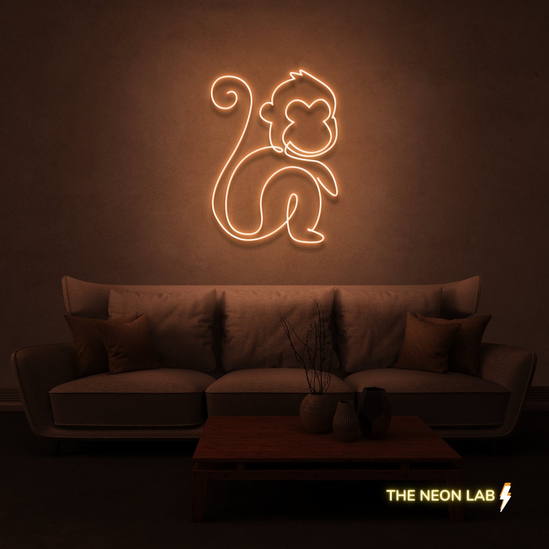 Cheeky Monkey Neon Sign | Cute Monkey LED Light | Animal Acrylic Neon ...