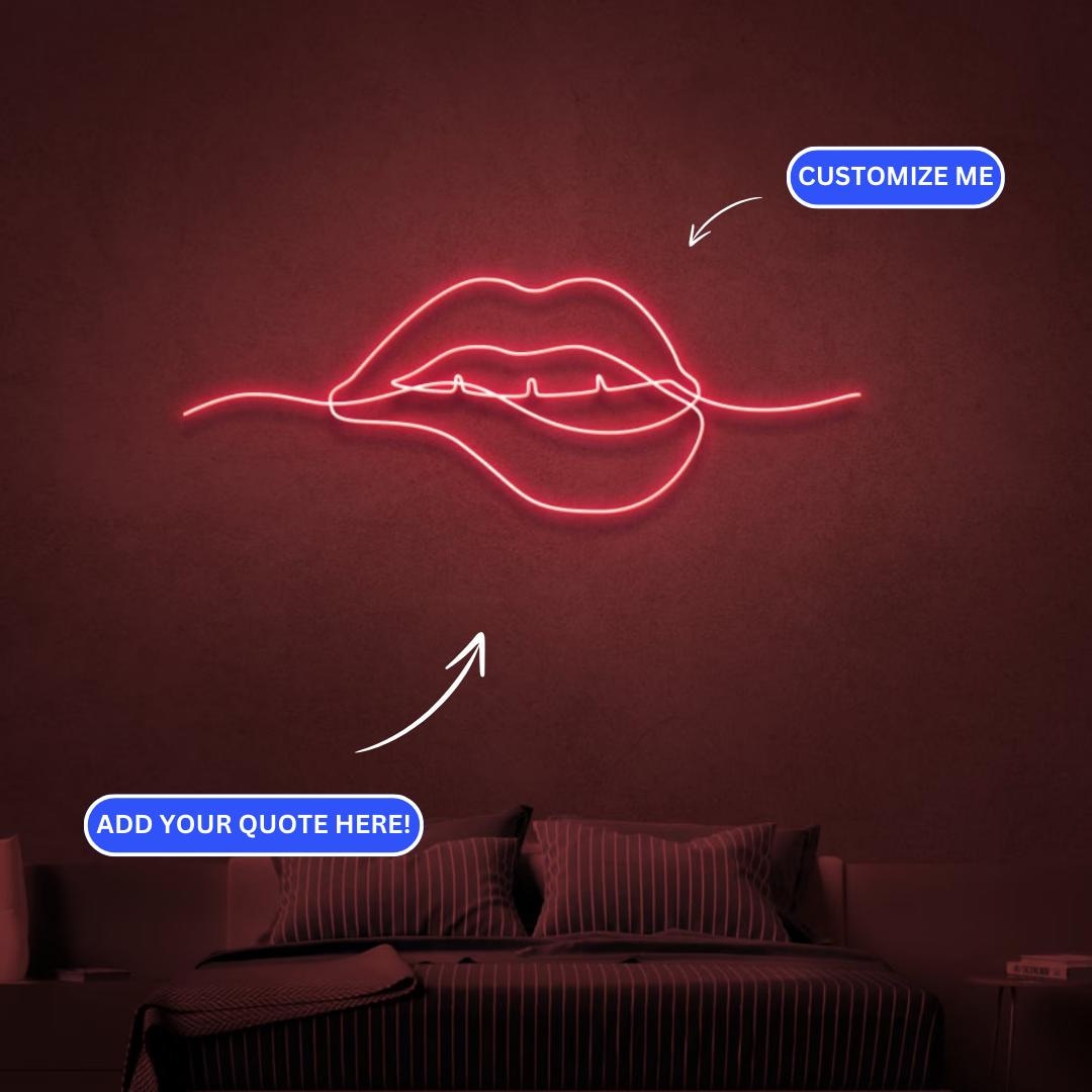 Lips Neon Sign, Kiss Neon Light, Lip LED Neon Sign, Lipstick Neon Art ...