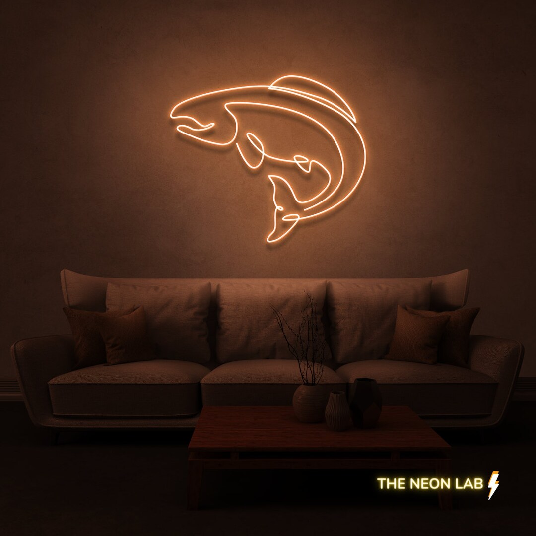 The Fisherman! Trout, Salmon Fish Neon Sign for Bar, Bedroom, Kids Room ...