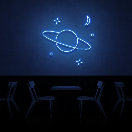 Galaxy Moon and Stars Hand Neon Sign for Bedroom Cafe - Etsy