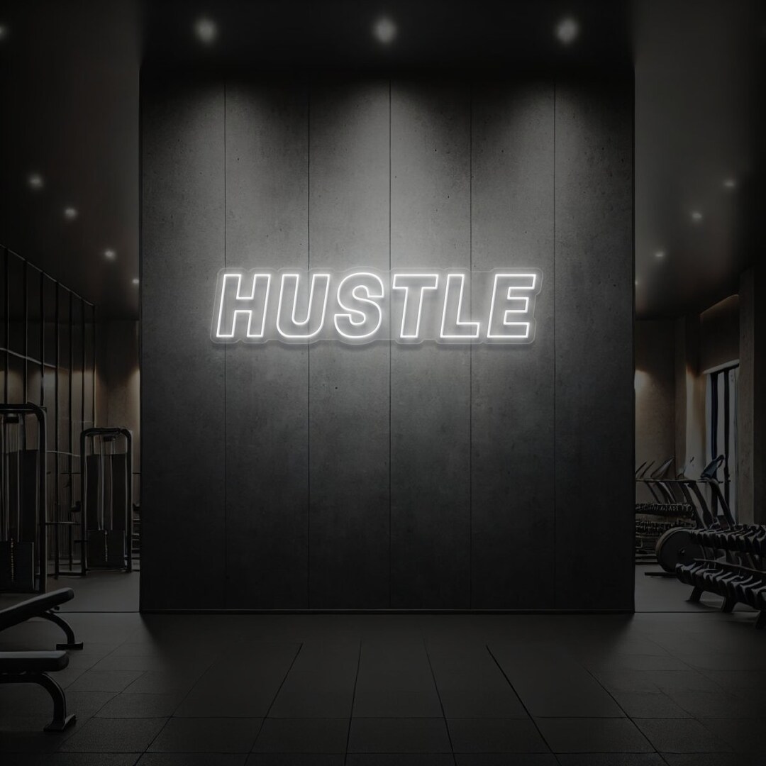 Hustle Inspirational Neon Sign for Studio, Gym, Home, Bar, Cafe ...