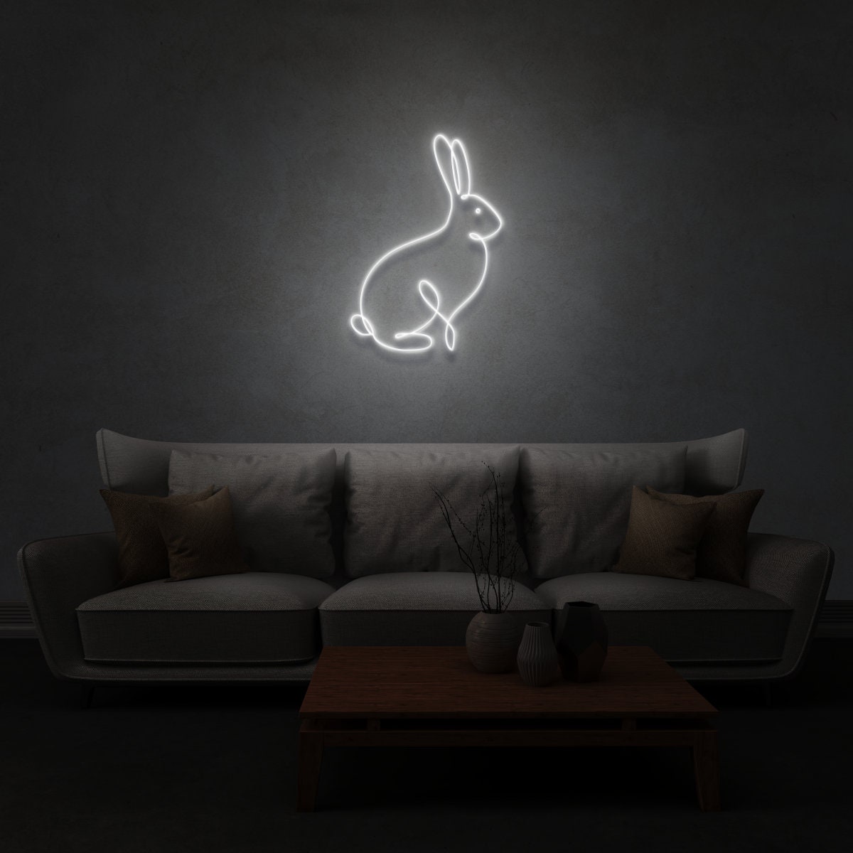 Shxx Led Decorative Rabbit Neon Signs Light Pink Cute Animal Marquee ...