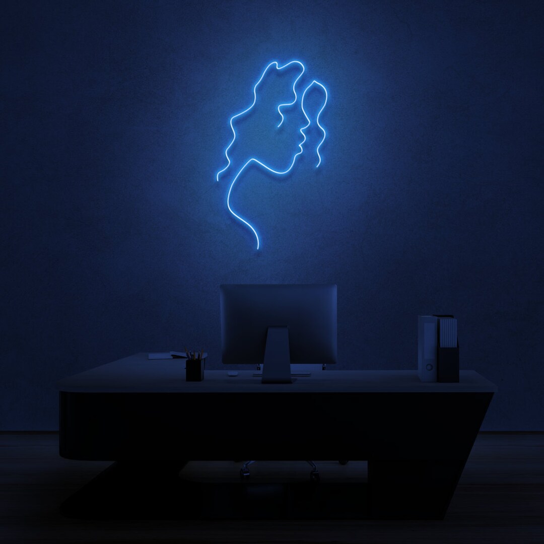 Woman Face Neon Sign, Curly Hair Woman in Profile Neon Light, Beautiful ...