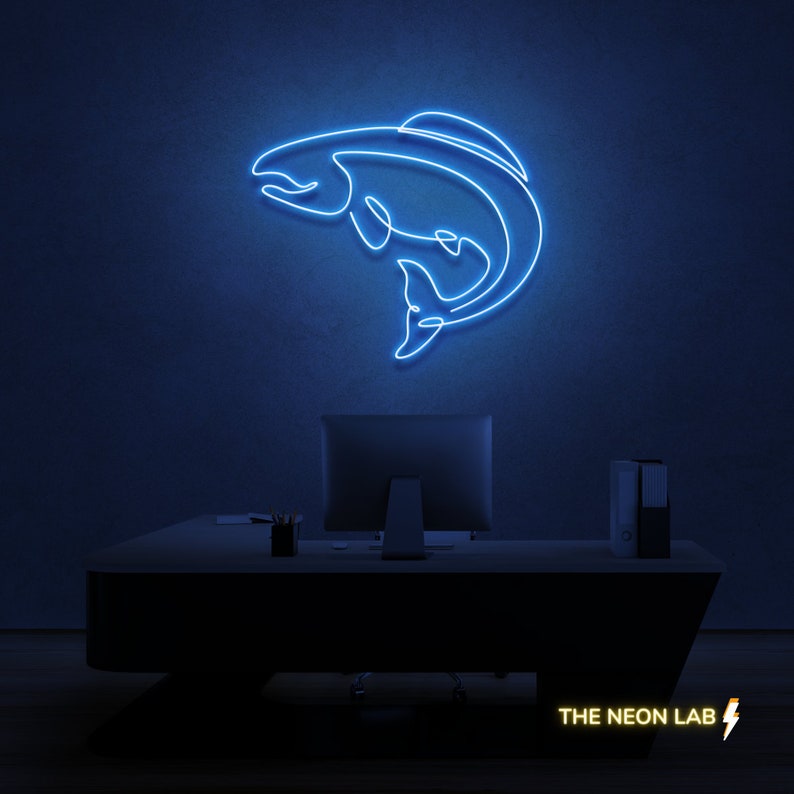 The Fisherman Trout Salmon Fish Neon Sign for Bar Bedroom | Etsy