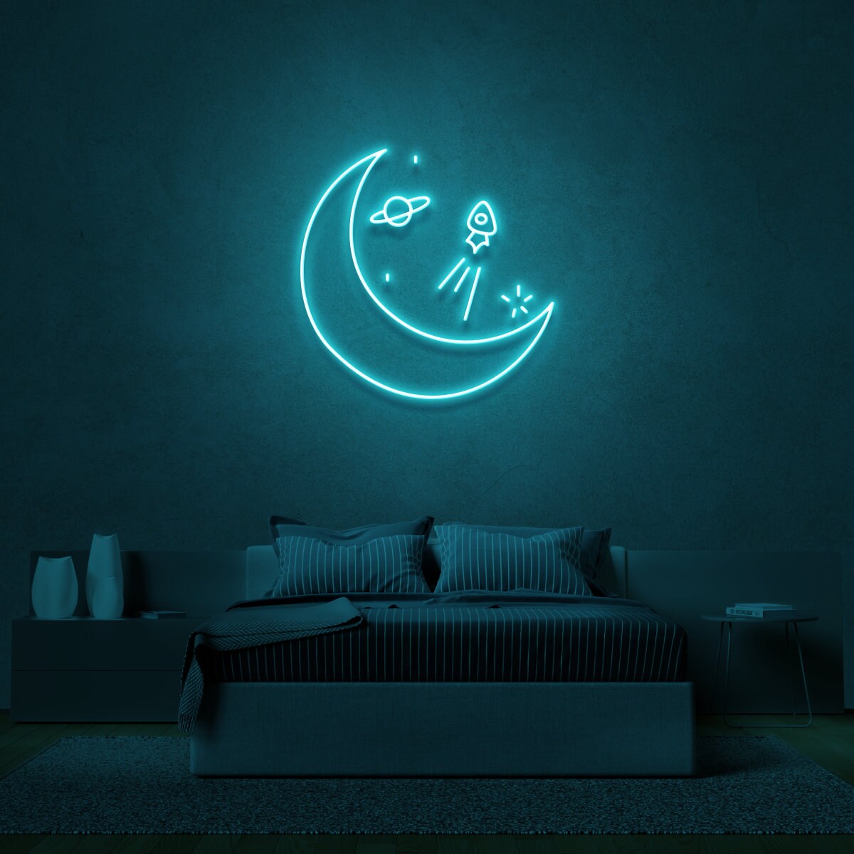 Moon and Stars LED Neon Sign, Space Theme Decor - Etsy