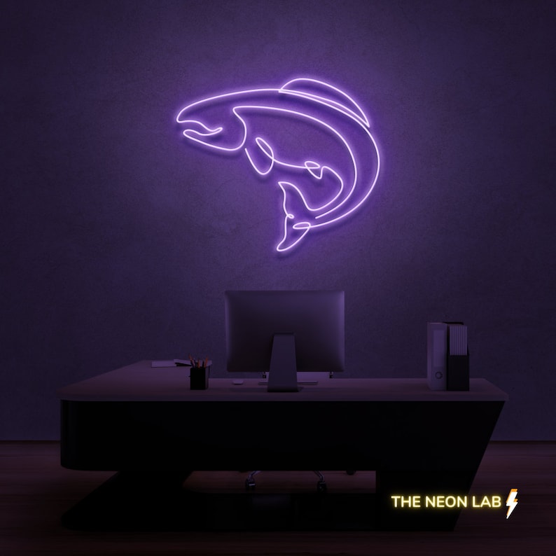 The Fisherman Trout Salmon Fish Neon Sign for Bar Bedroom | Etsy