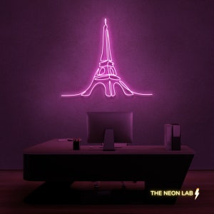 Paris Eiffel Tower Neon Sign for Bar, Home, Bedroom, Cafe, Restaurant ...