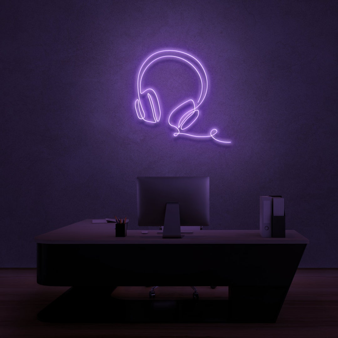 Music Headphones Neon Sign | Headphones LED Neon Light | Music Neon ...