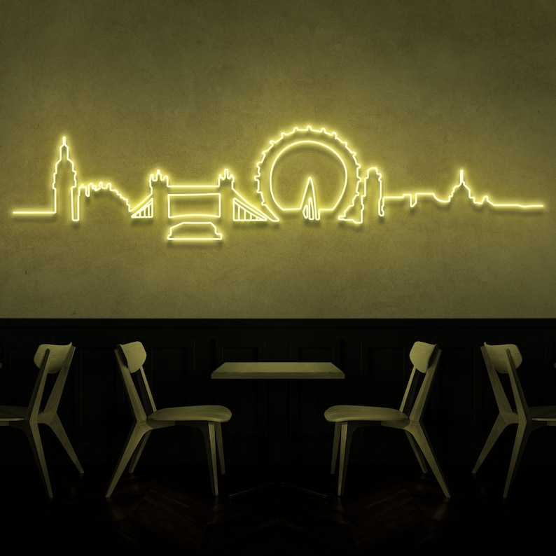 London Skyline Neon Sign for Bar, Home, Bedroom, Cafe, Restaurant ...