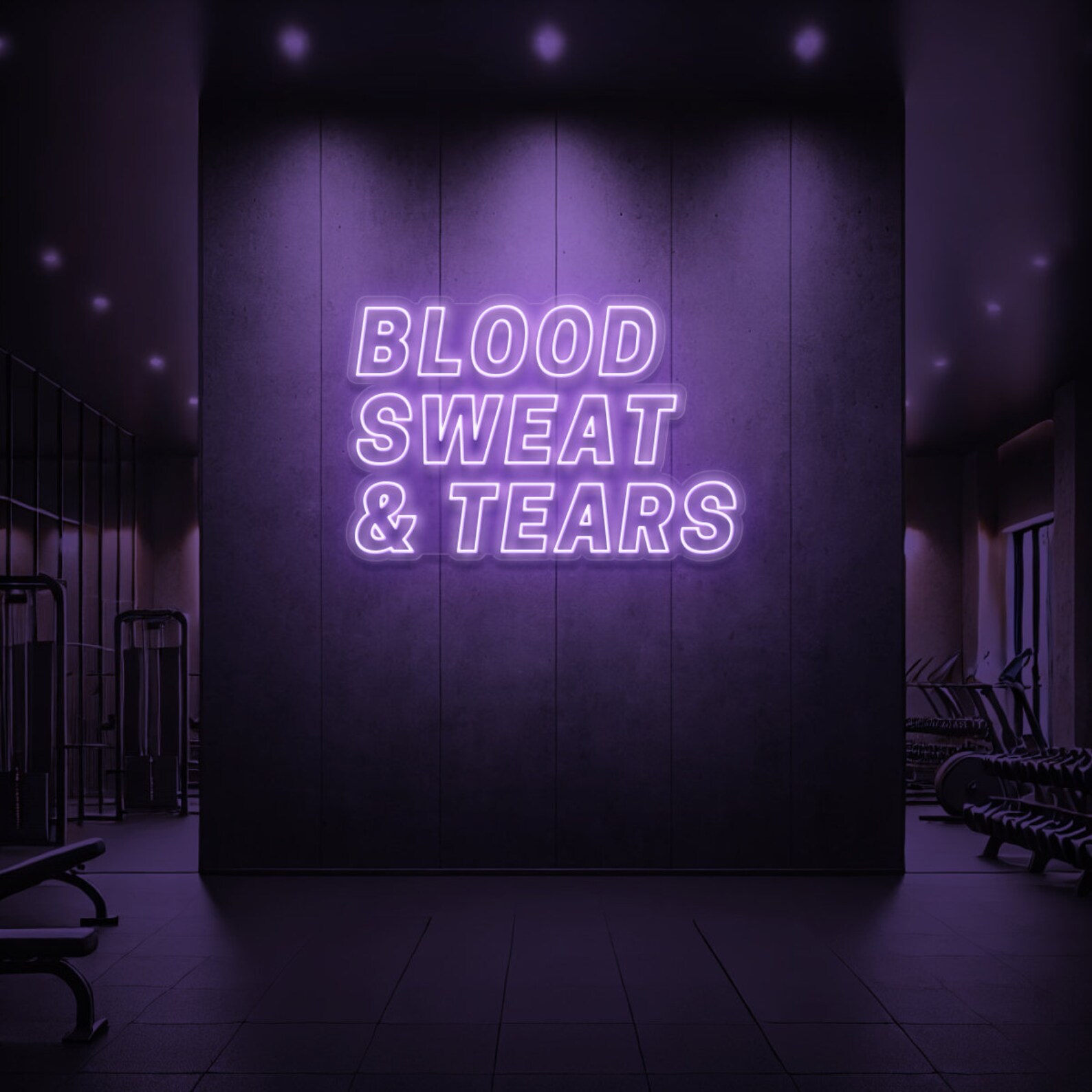 Blood Sweat Tears Neon, Inspirational LED Neon Sign, Gym Neon Sign ...