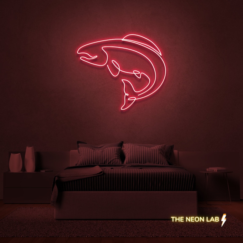 The Fisherman Trout Salmon Fish Neon Sign for Bar Bedroom | Etsy