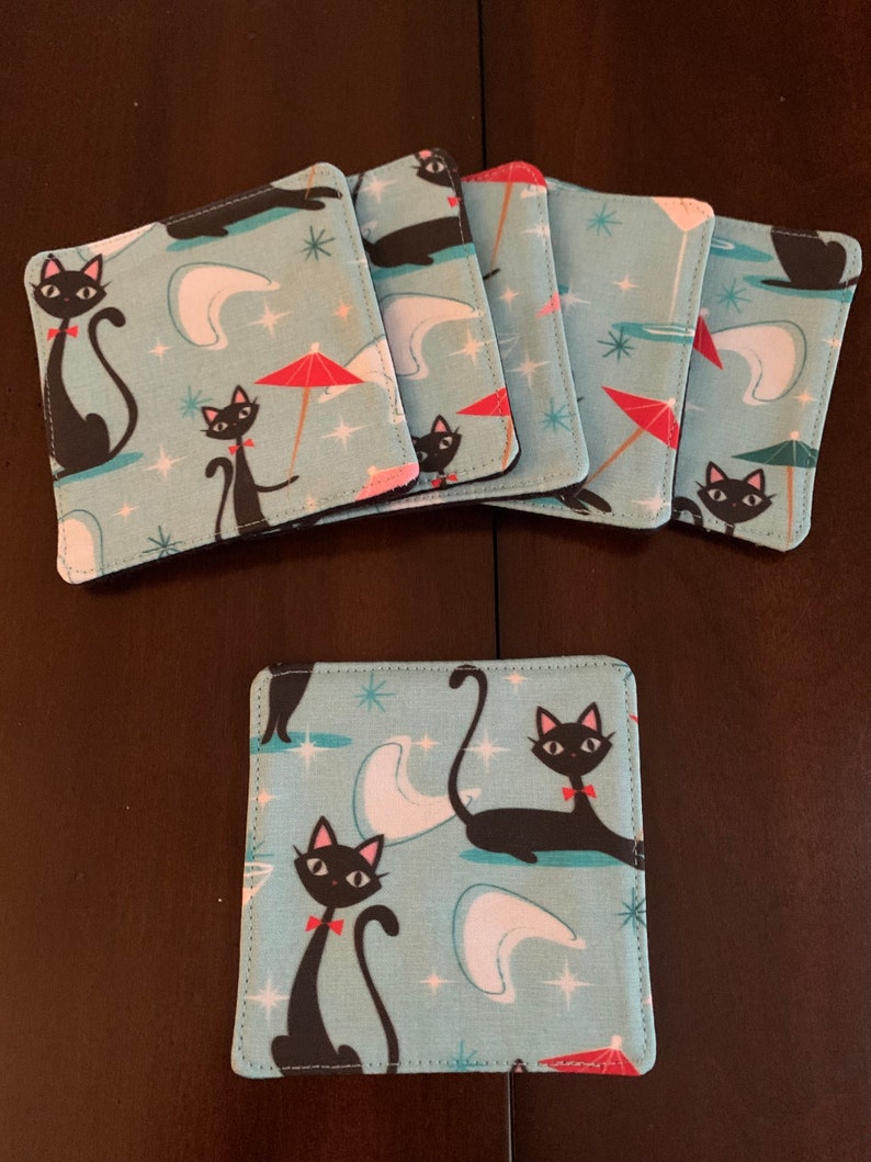 Retro Black Cat Coasters - Etsy
