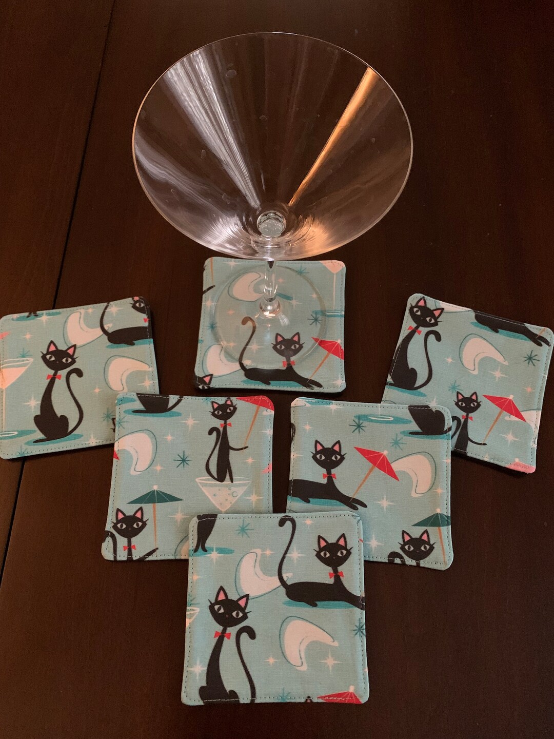 Retro Black Cat Coasters - Etsy