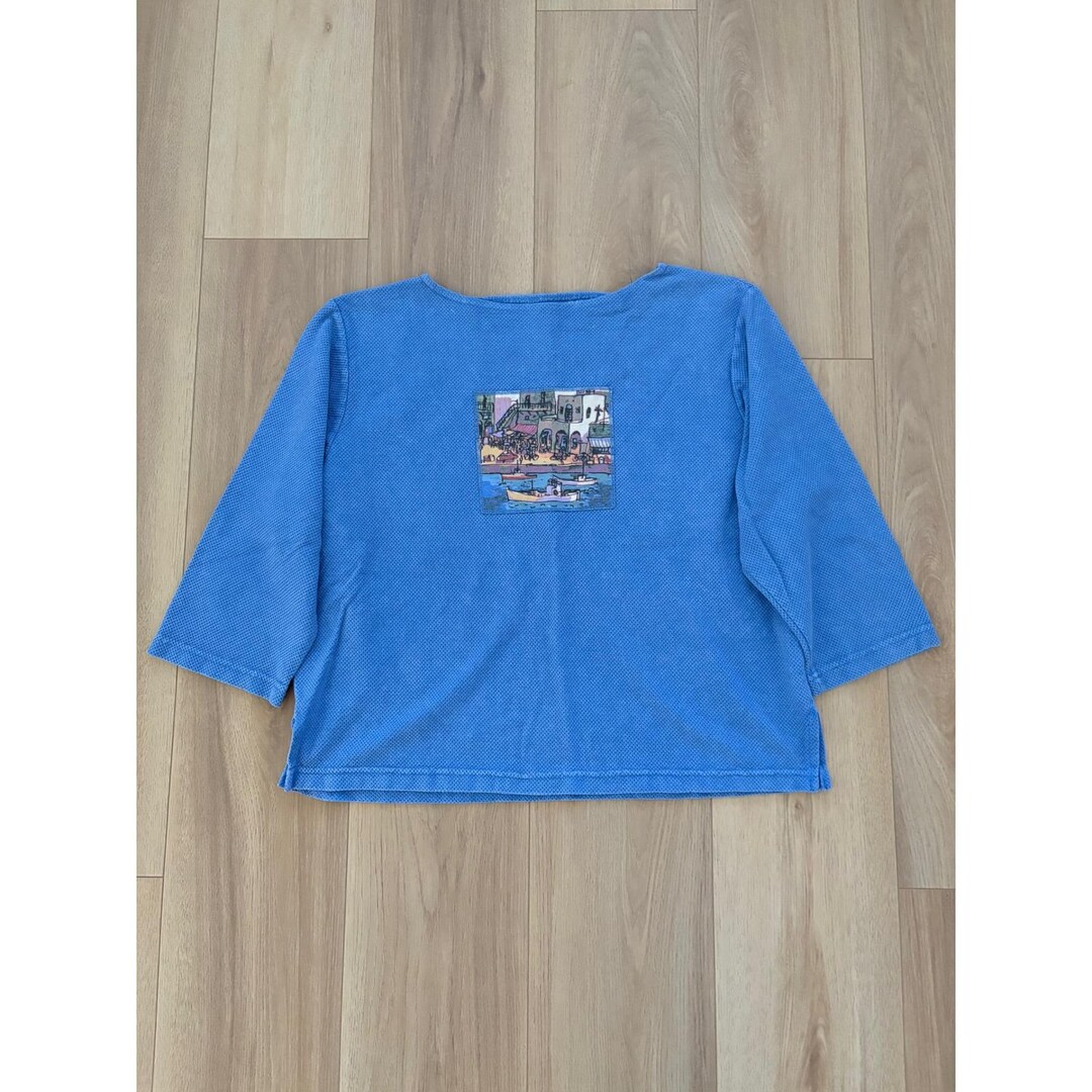 Vintage 90s Michael Leu Collection Blue Wearable Art Shirt Women's Size ...