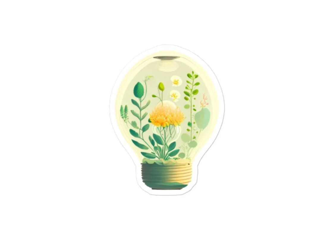 Lightbulb Terrarium Sticker, Natural Inspiration Sticker, Lightbulb Art ...