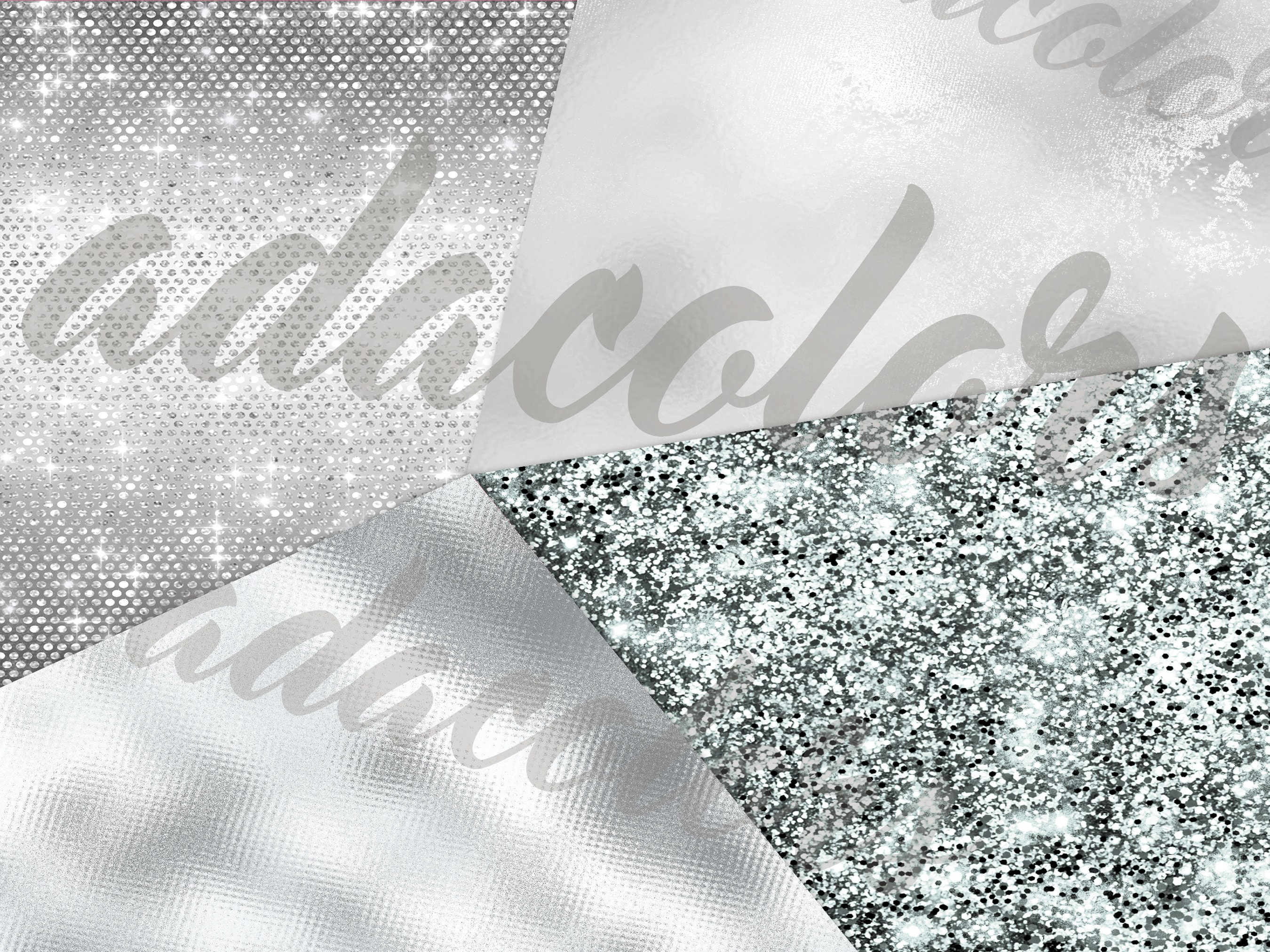 14 Winter Glam Digital Papers White and Grey/silver Glam - Etsy