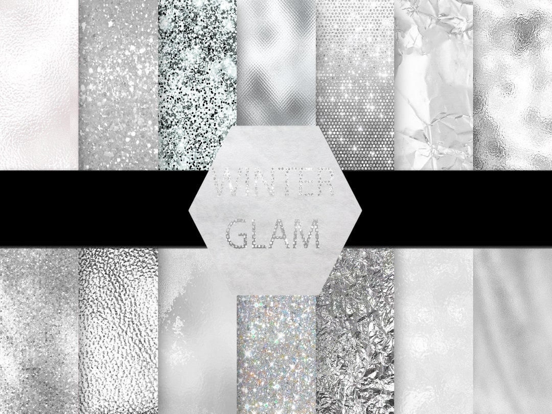 14 Winter Glam Digital Papers White and Grey/silver Glam - Etsy