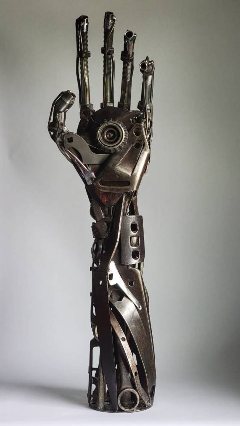 Metal Robot Hand Human Arm Sculpture Scrap Metal Robot Hand Made to ...