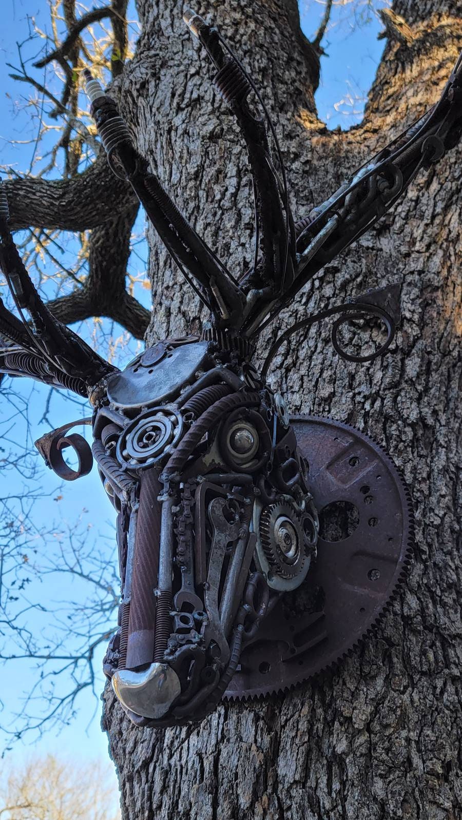 SOLD | Metal Elk Head Scrap Metal Stag Statue Sculpture Mount Made to ...
