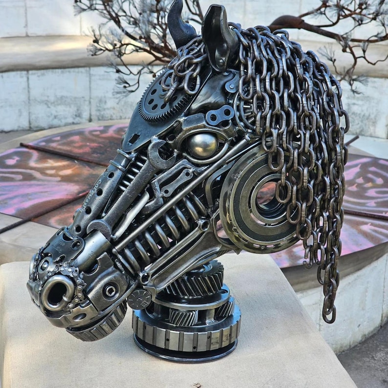 Made to Order | Horse Head Sculpture | Scrap Metal Art | Steampunk ...