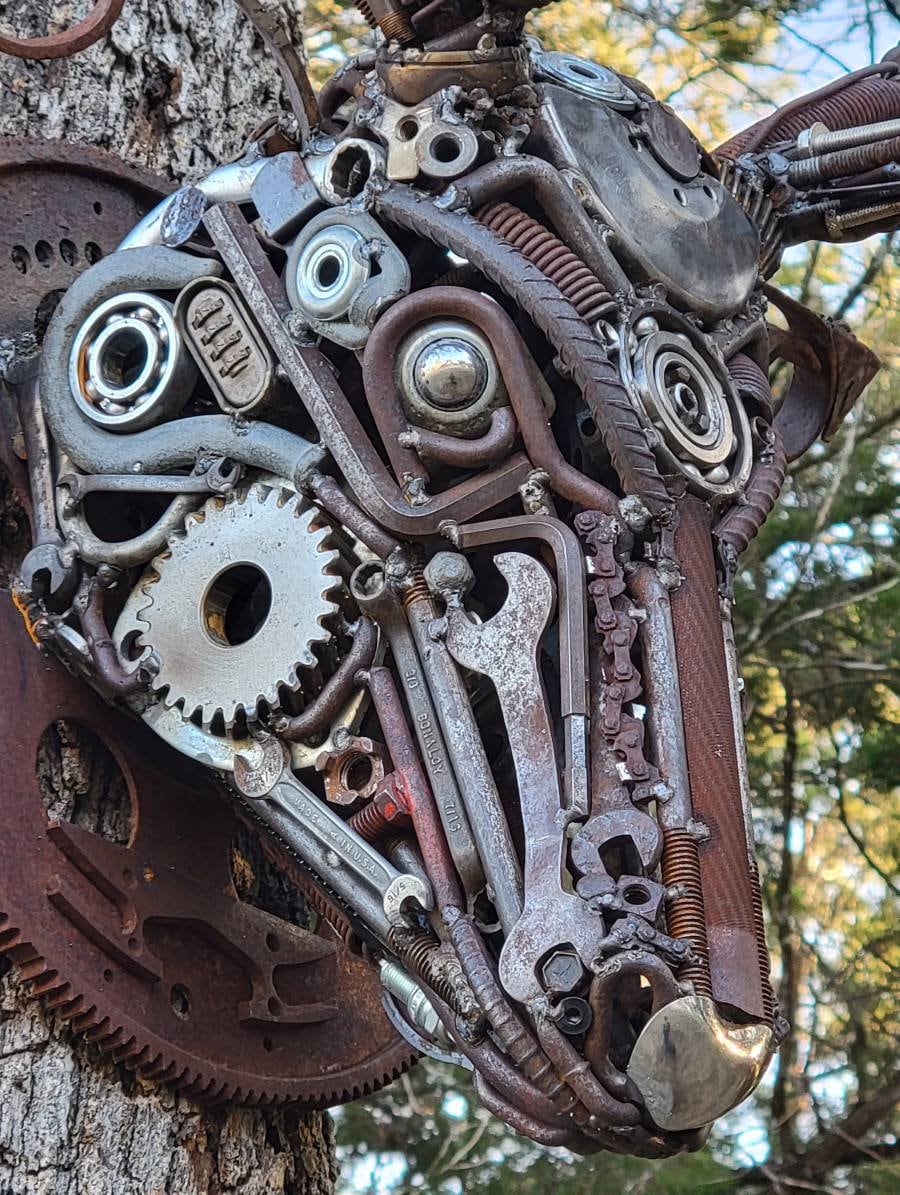 SOLD | Metal Elk Head Scrap Metal Stag Statue Sculpture Mount Made to ...