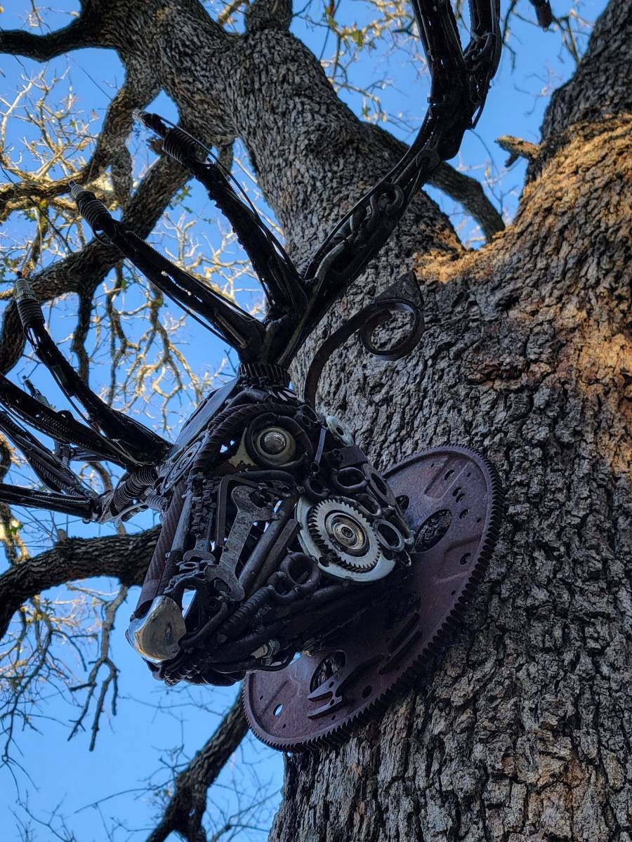 SOLD | Metal Elk Head Scrap Metal Stag Statue Sculpture Mount Made to ...