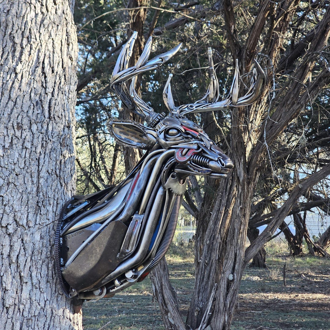 SOLD | Fine Art Deer Sculpture | Scrap Metal Deer Statue | Reclaimed ...