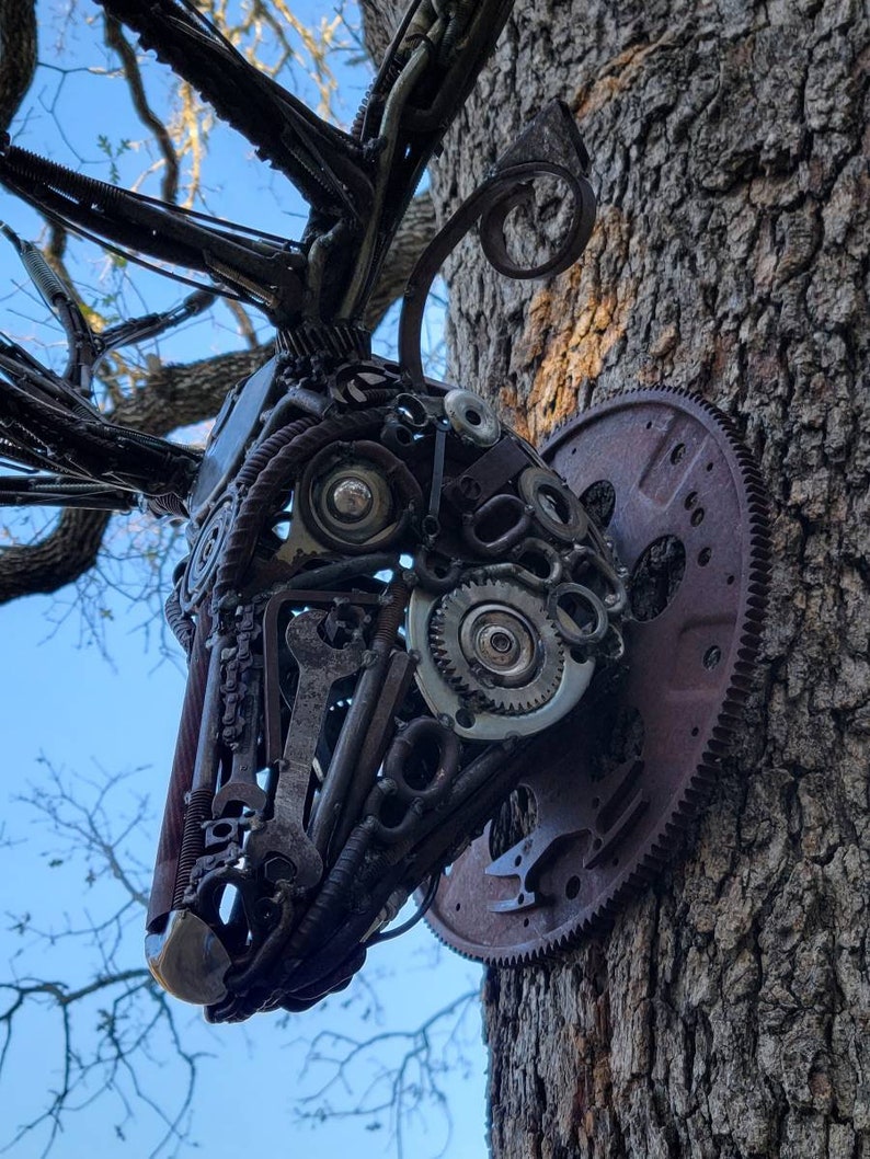 SOLD | Metal Elk Head Scrap Metal Stag Statue Sculpture Mount Made to ...