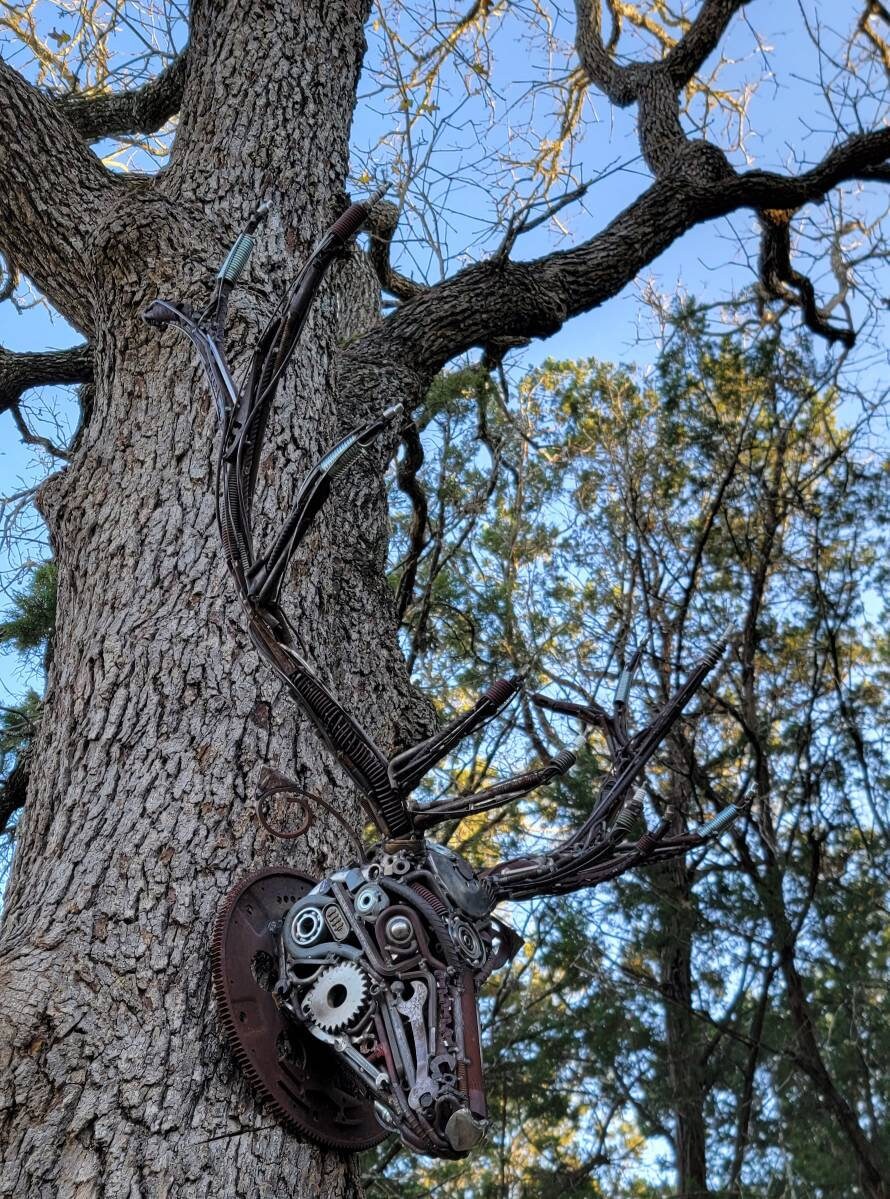 SOLD | Metal Elk Head Scrap Metal Stag Statue Sculpture Mount Made to ...
