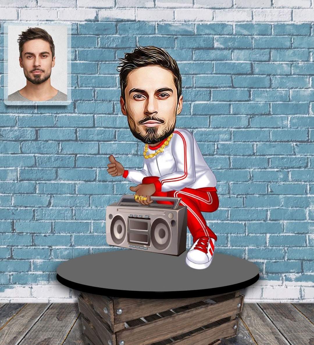 3D Wooden Figurine Personalized Rapper Cartoon Wooden Figurine Special ...