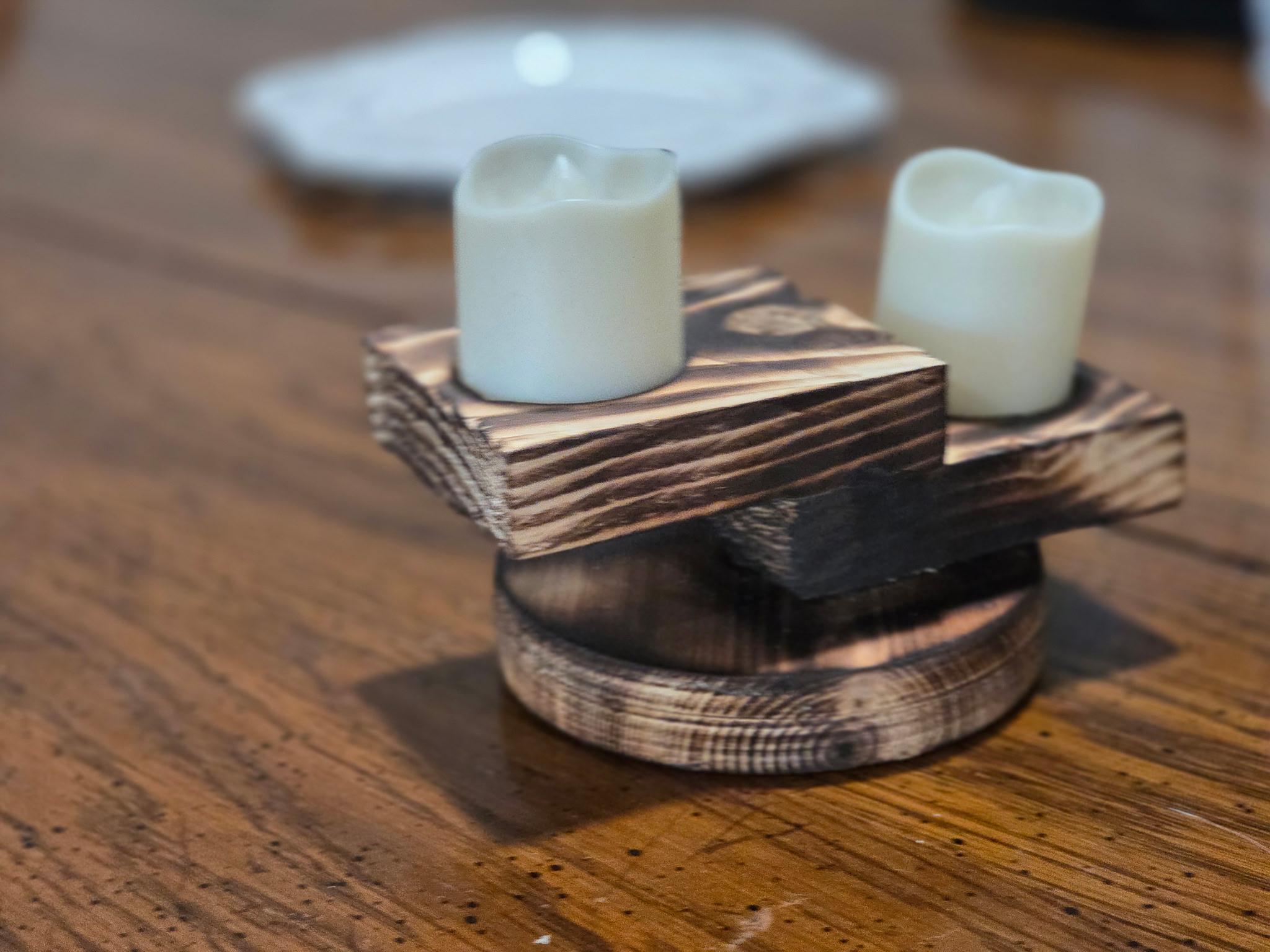 Handmade Wood Burned Double Candle Holder: Rustic Home Decor - Etsy