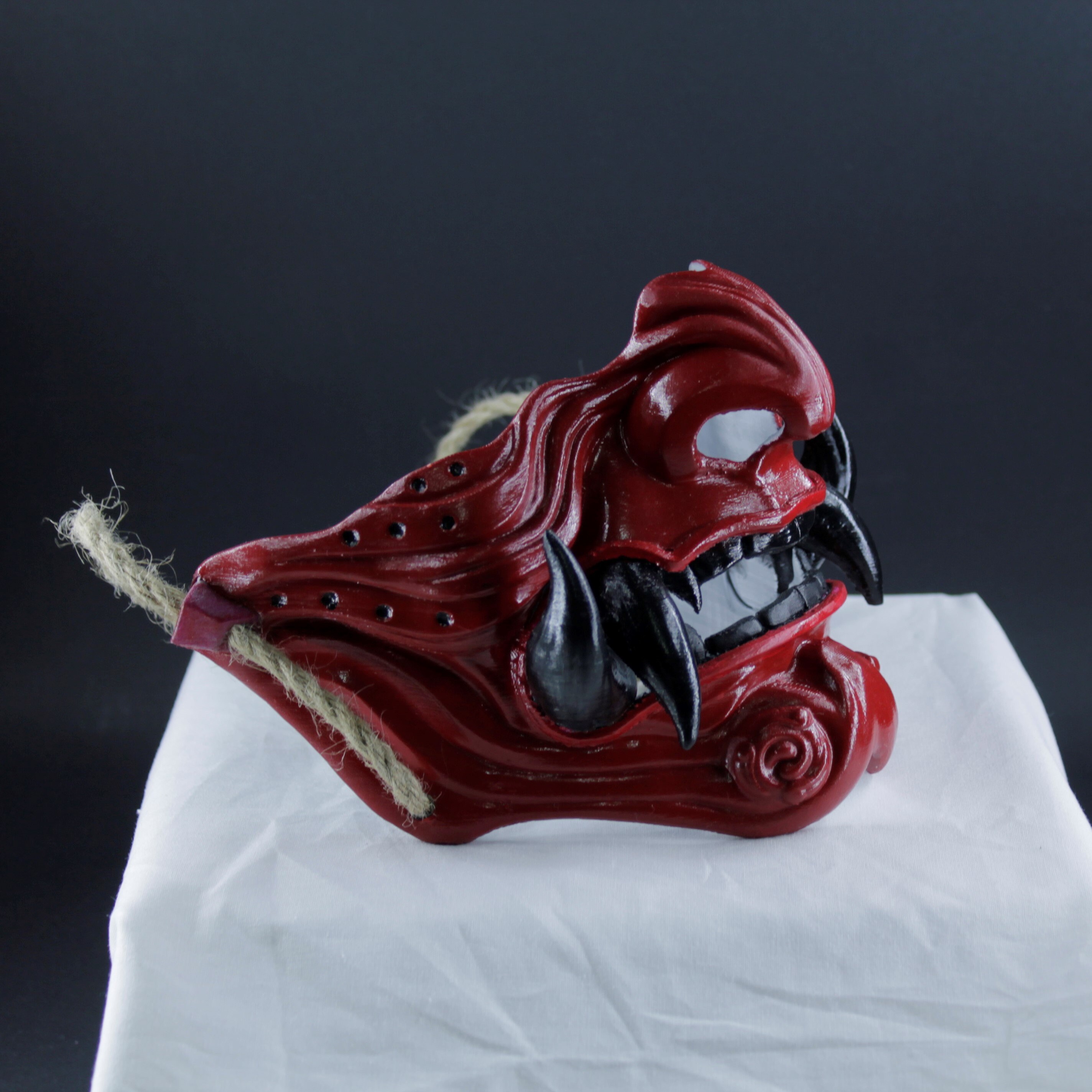 Black Teeth Red Oni Mask Samurai Quad Fang Oni Mask Costume - Etsy