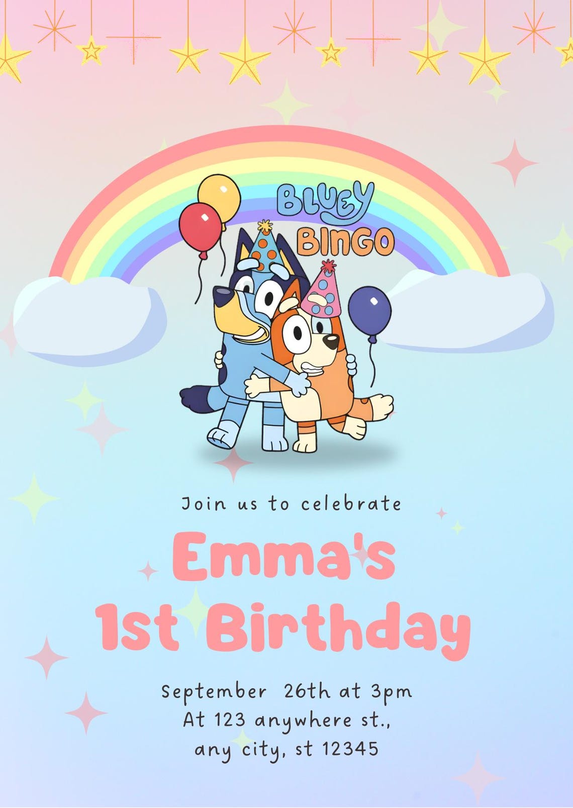 Bluey Birthday Invitation Editable Digital Download Printable Bluey ...