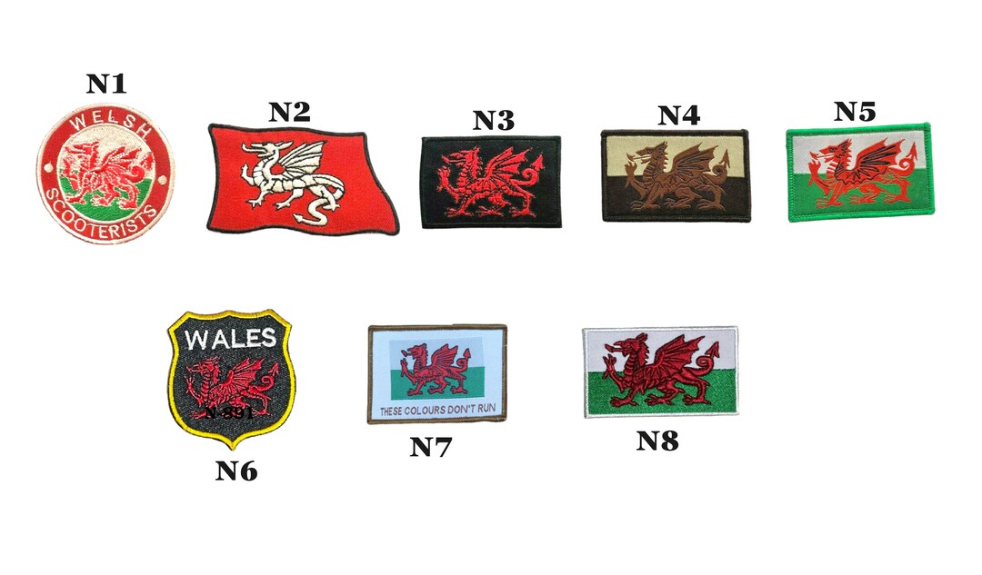 Welsh Wales Dragon Flag Hook & Loop Iron Sew on Mix Patch Badge Bikers Cloth Jeans National Flag ...