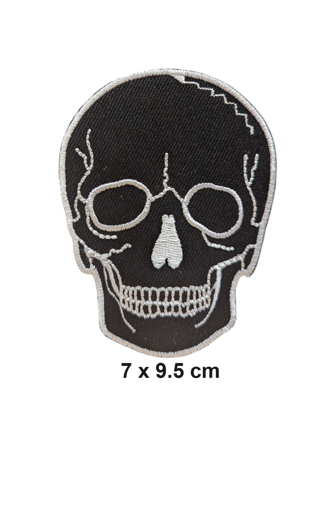 Black Skull Skelton Goth Gothic Emo Embroidered Iron on Sew on Patch ...