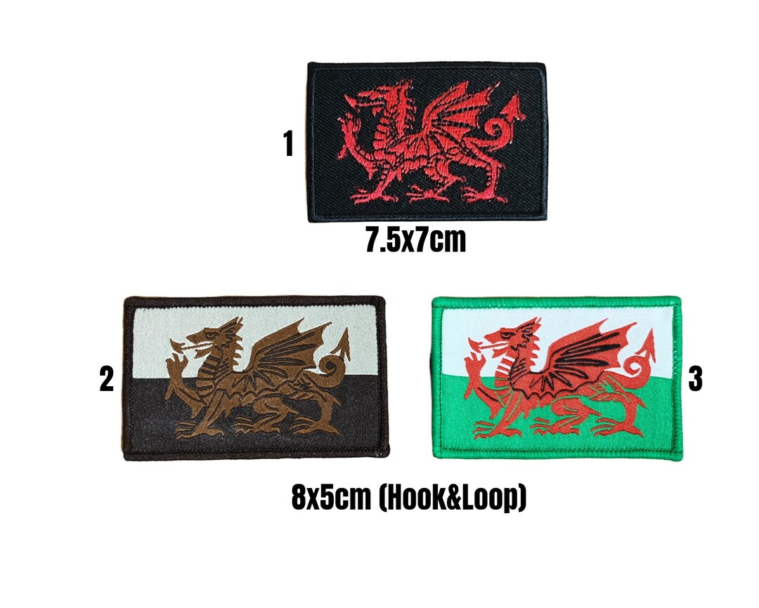 Welsh Dragon Embroidered and Hook & Loop Patch Badge Sew/iron on for ...