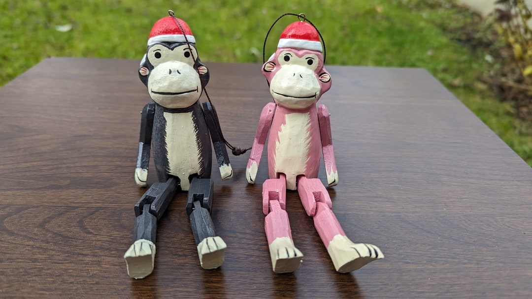Light Wooden Santa Claus Monkey Beautiful Hanging Hand Made and Painted ...
