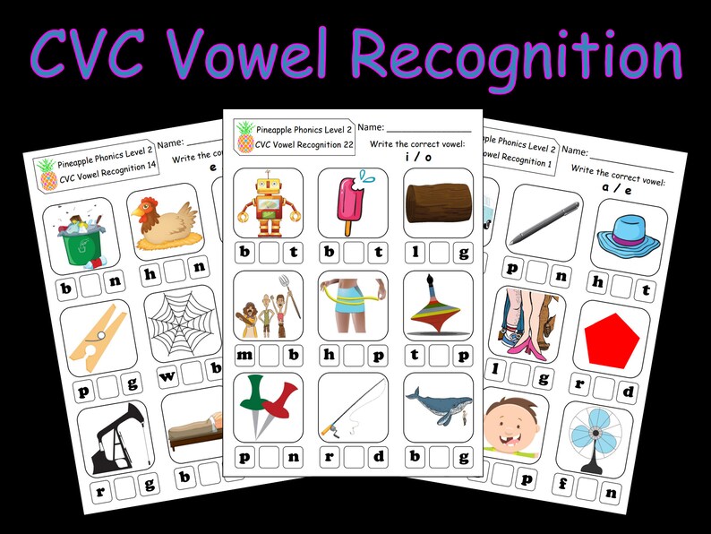 Pineapple Phonics - English CVC Short Vowel Bundle - Flashcards ...
