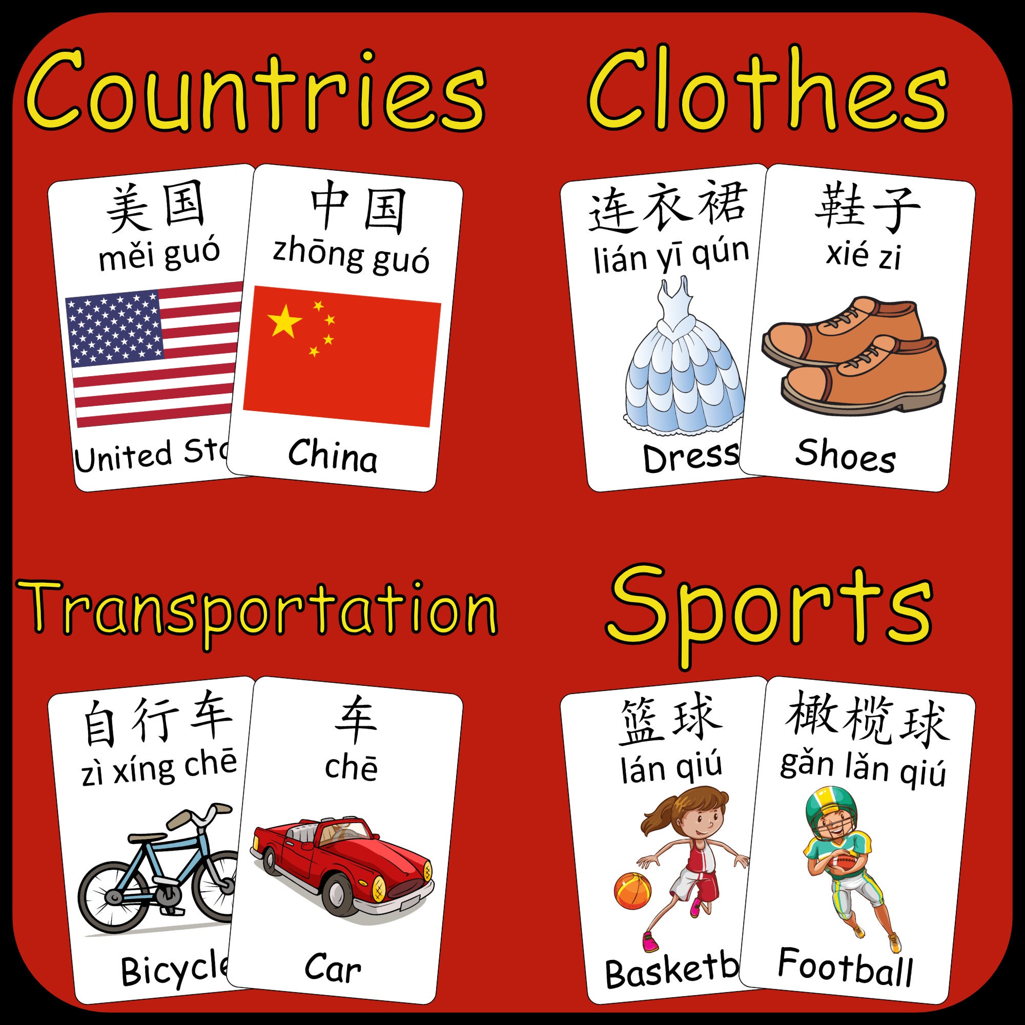 Learn Mandarin Chinese to English Flashcards Chinese Bilingual Flash ...