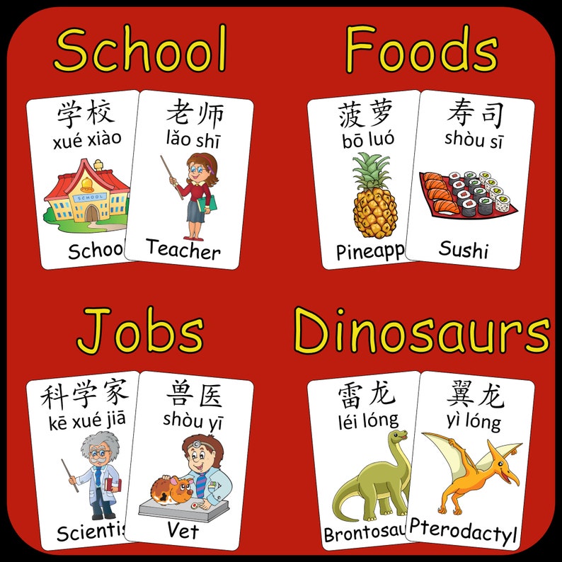 Learn Mandarin Chinese to English Flashcards Chinese Bilingual Flash ...