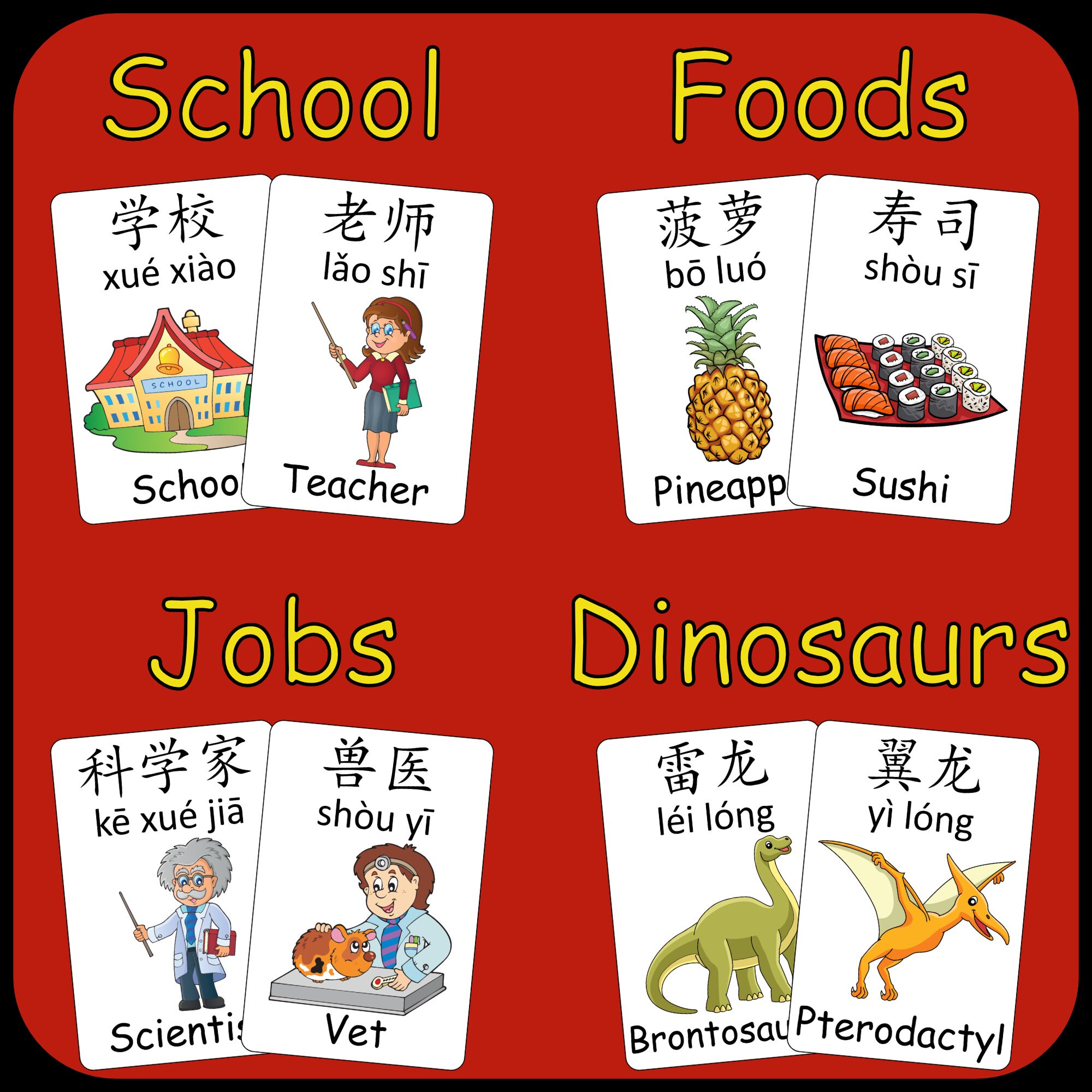 Learn Mandarin Chinese to English Flashcards Chinese Bilingual Flash ...