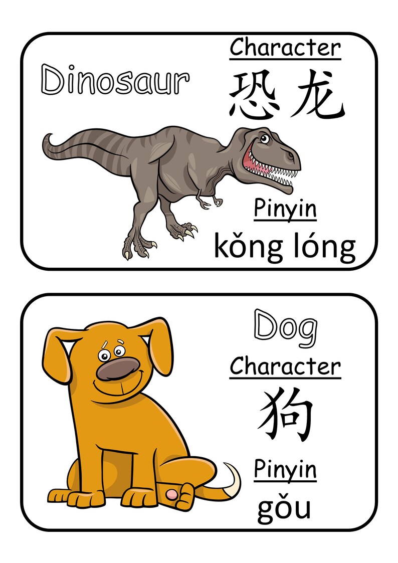 Mandarin Chinese Animals Flashcards - 101 Animal Vocabulary Flash Cards ...