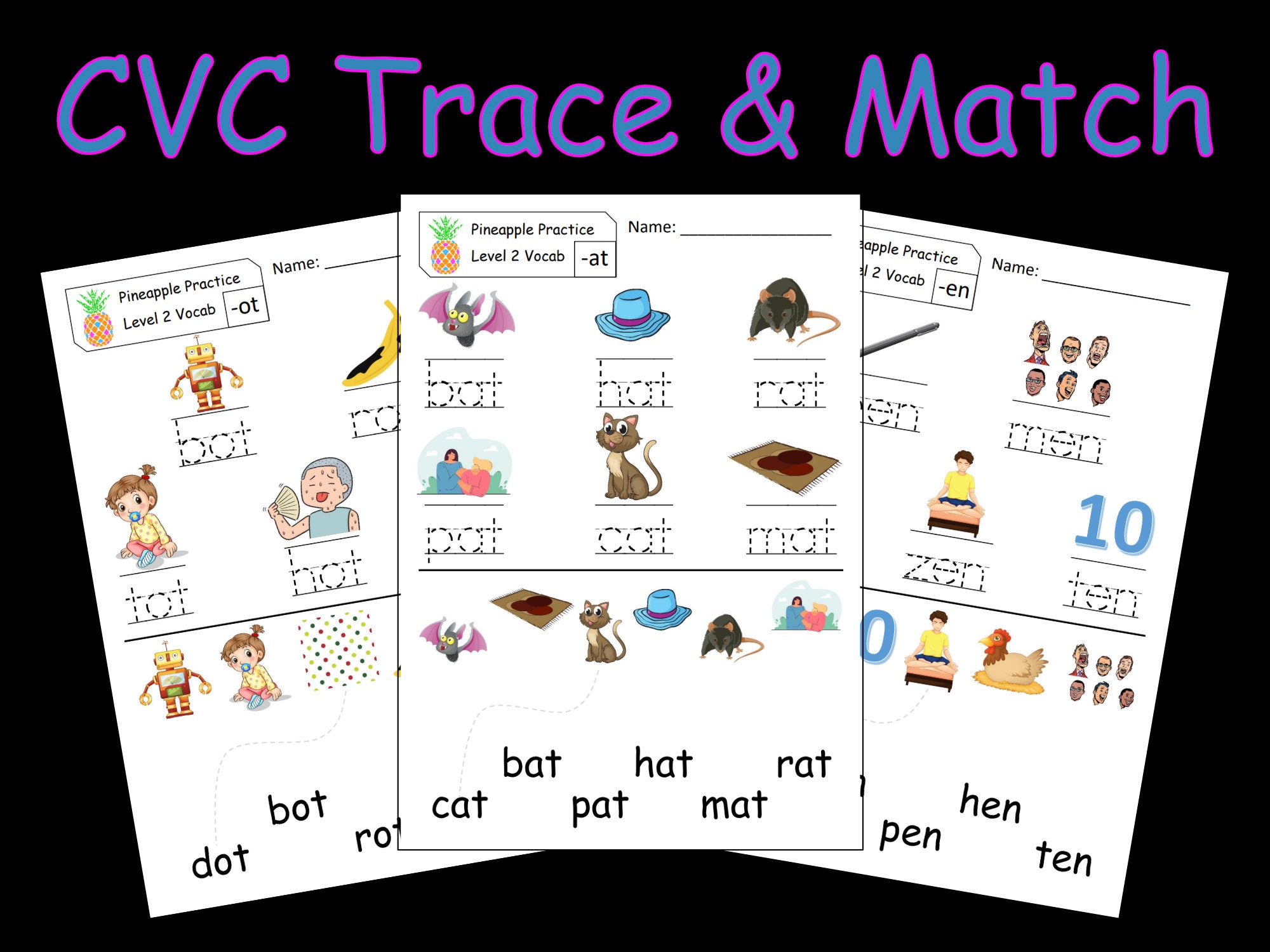 Pineapple Phonics - English CVC Short Vowel Bundle - Flashcards ...