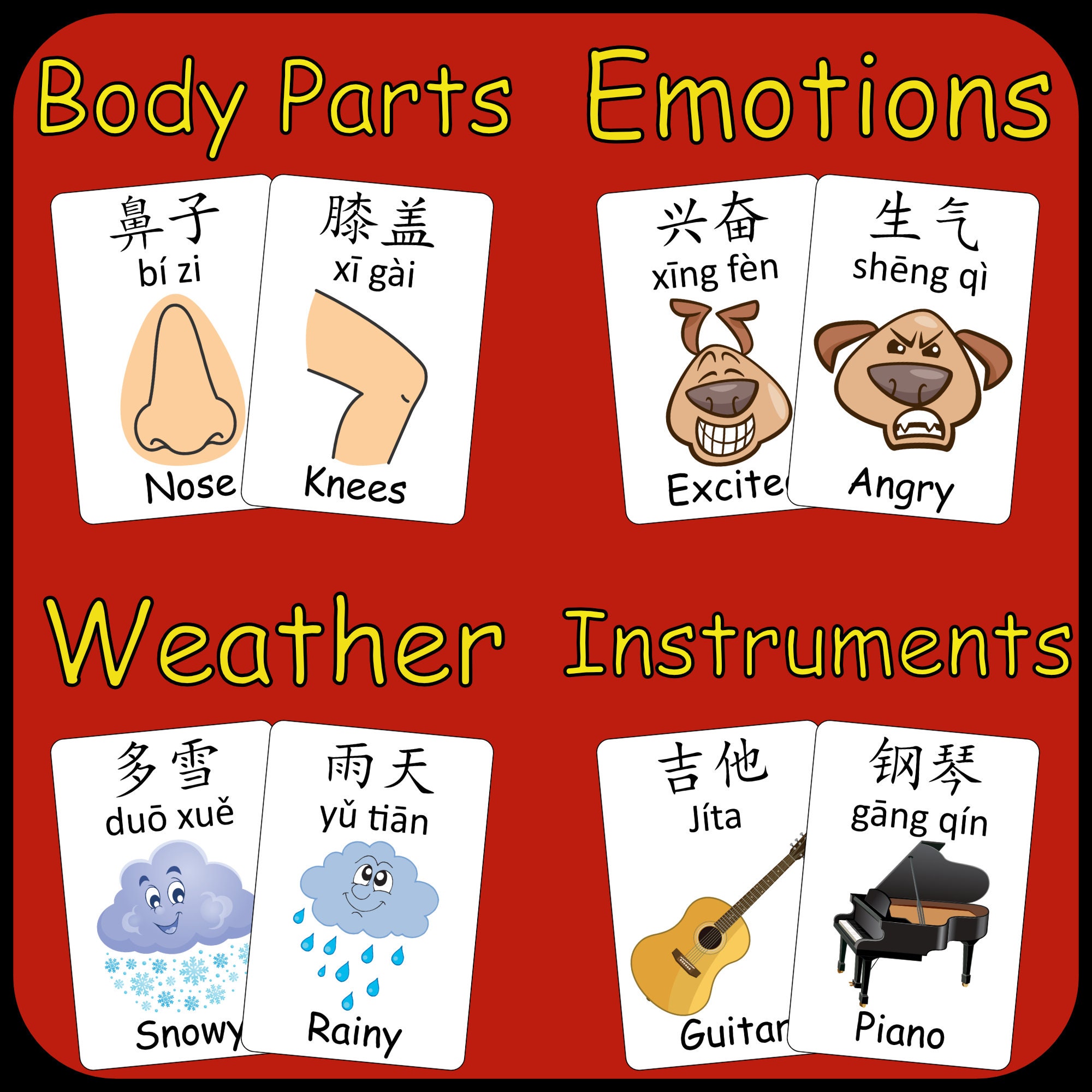 Learn Mandarin Chinese to English Flashcards Chinese Bilingual Flash ...