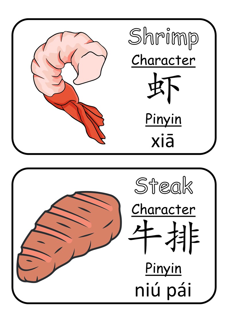 Mandarin Chinese Foods Flashcards 101 Food Vocabulary Flash Cards With ...