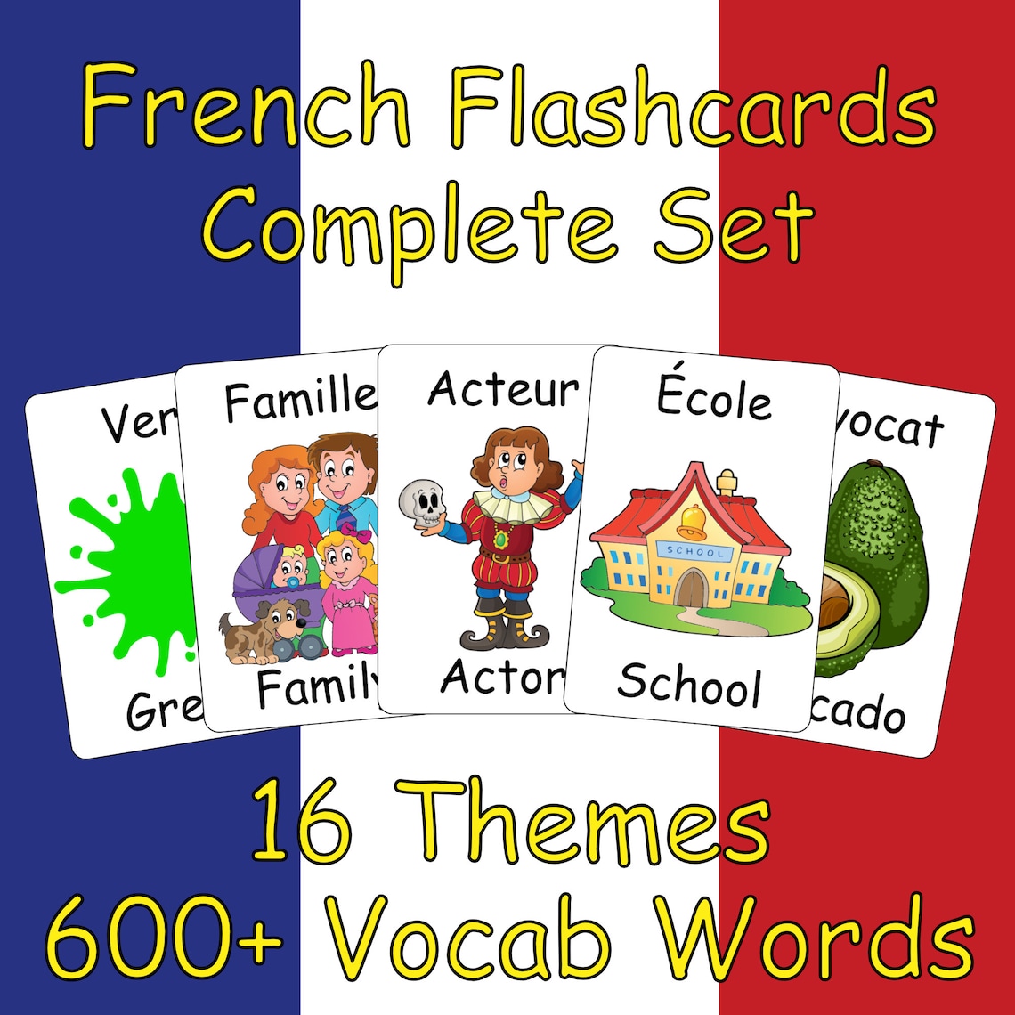 Bilingual French-english Flashcards Kids Educational Digital Download ...