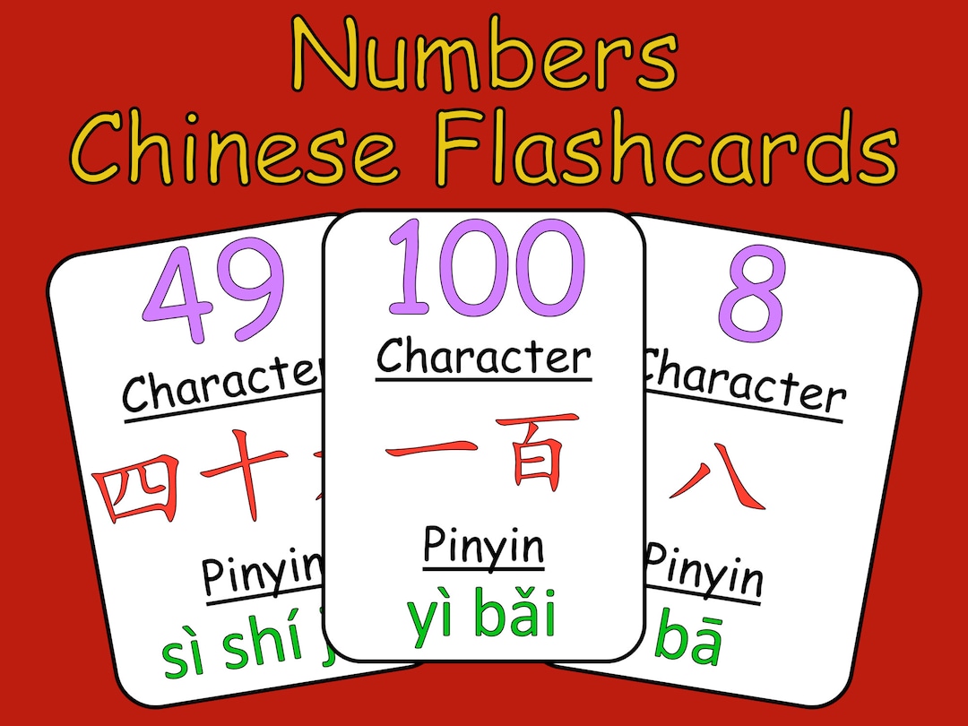 Mandarin Chinese Number Flashcards - Numbers 0 to 100 Vocabulary Flash ...