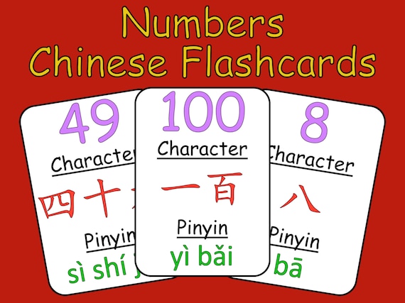 Mandarin Chinese Number Flashcards Numbers 0 to 100 | Etsy