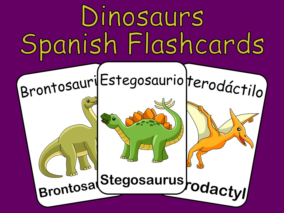 Spanish Dinosaurs Flashcards Vocabulary Study Flash Cards With English ...