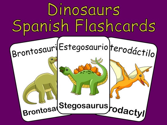 Spanish Dinosaurs Flashcards Vocabulary Study Flash Cards - Etsy